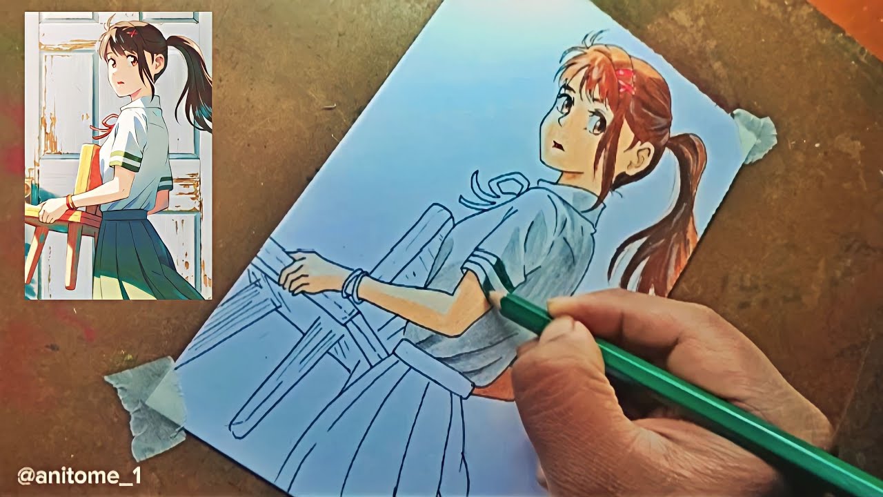 Suzume drawing ️ | Suzume no tojimari | Pencil colour anime drawing ...