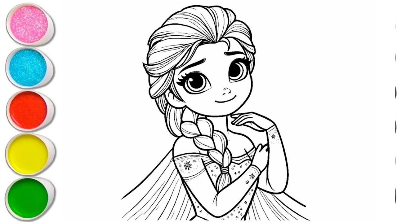 Beautiful Elsa Drawing for kids, Painting & Coloring for kids | let's ...