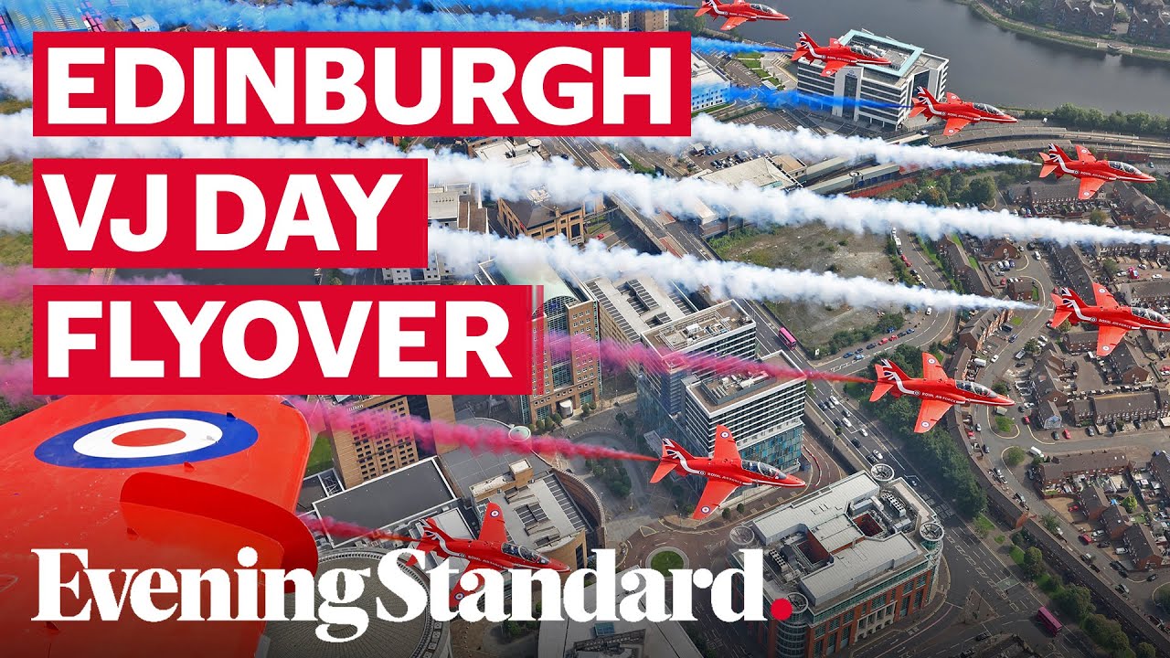 Red Arrows fly over Edinburgh for delayed VJ Day display - YouTube