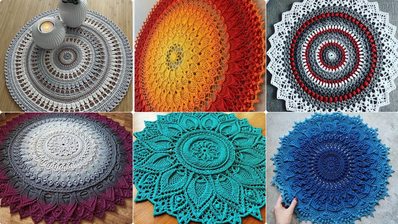 crochet table runner and Crochet Crochet Woven Floor mandala Mats ...