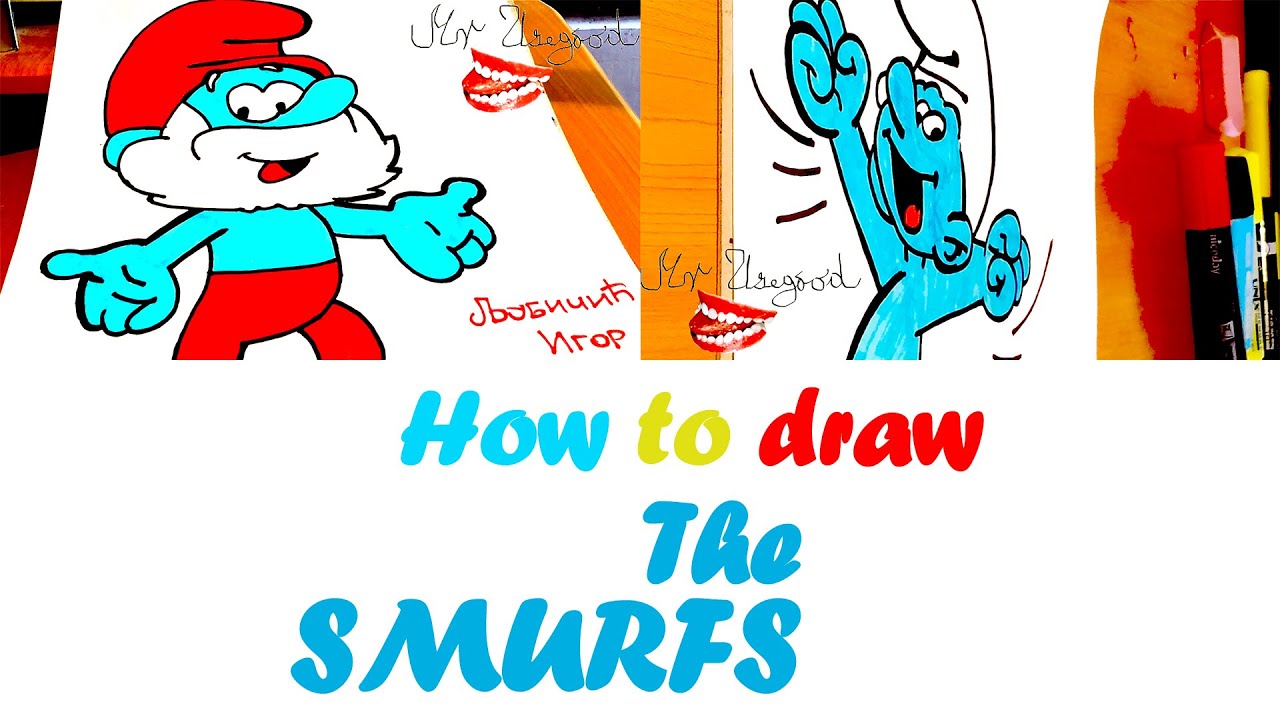 How to Draw The SMURFS Step by Step EASY - Papa Smurf and a Cute Smurf ...
