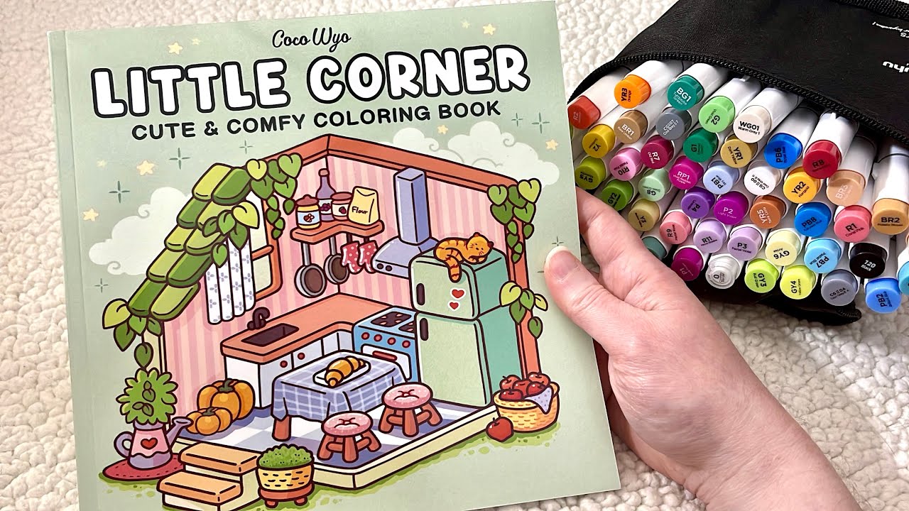 ASMR Color With Me | Little Corner Coloring Book (whispered, marker ...
