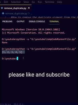 Remove the duplicate elements from the list using python.#Shorts #programing #coding #python ...
