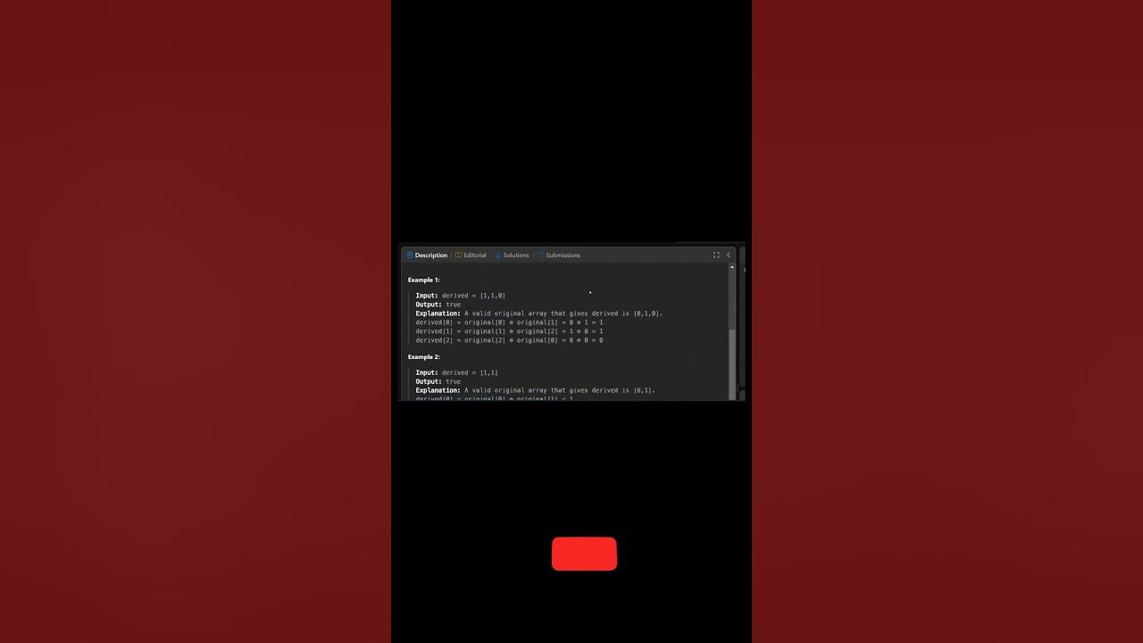 2683. Neighboring Bitwise XOR | Leetcode daily question solution | 17 January 2025 - YouTube