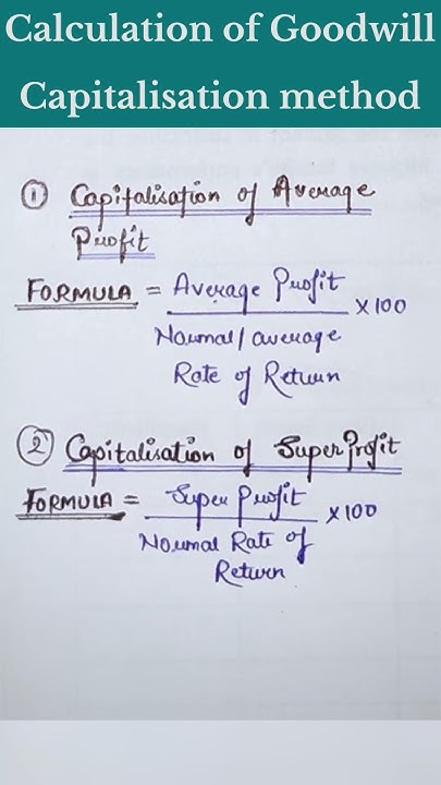 Calculation of goodwill by capitalisation method | valuation of goodwill - YouTube