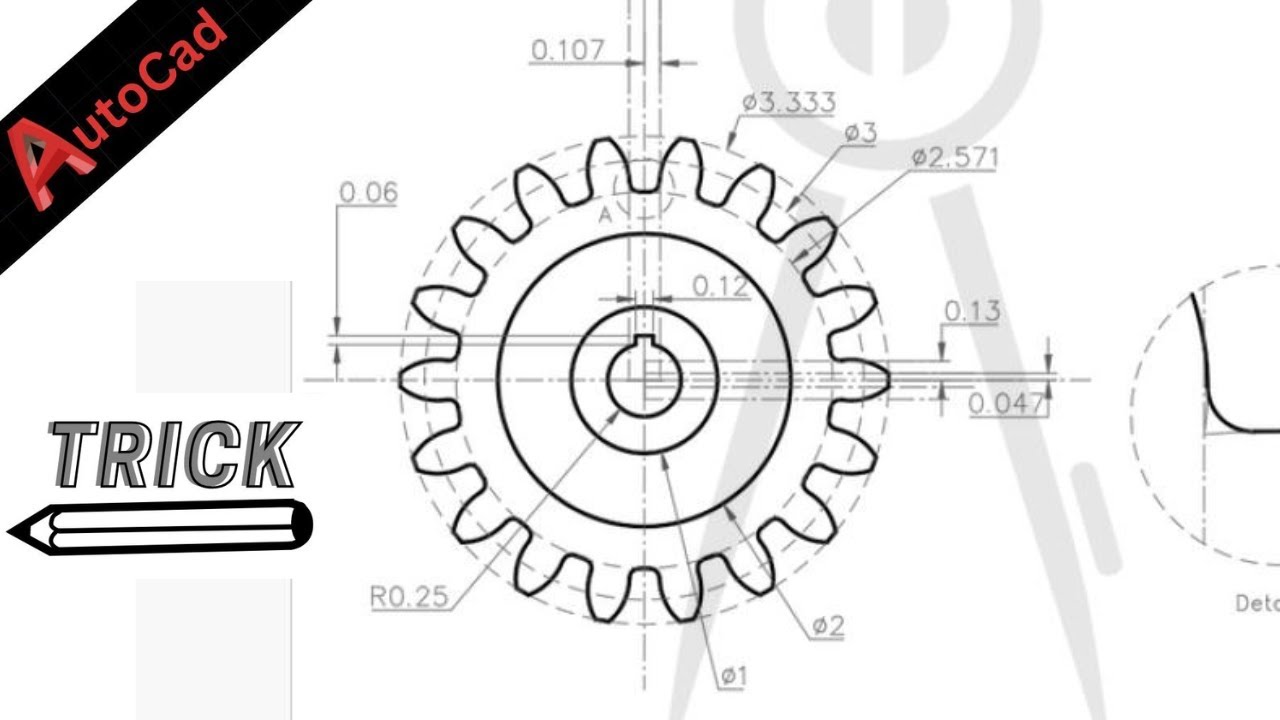 2d drawing in autocad gear tutorial #audesk #autocad #gear - YouTube