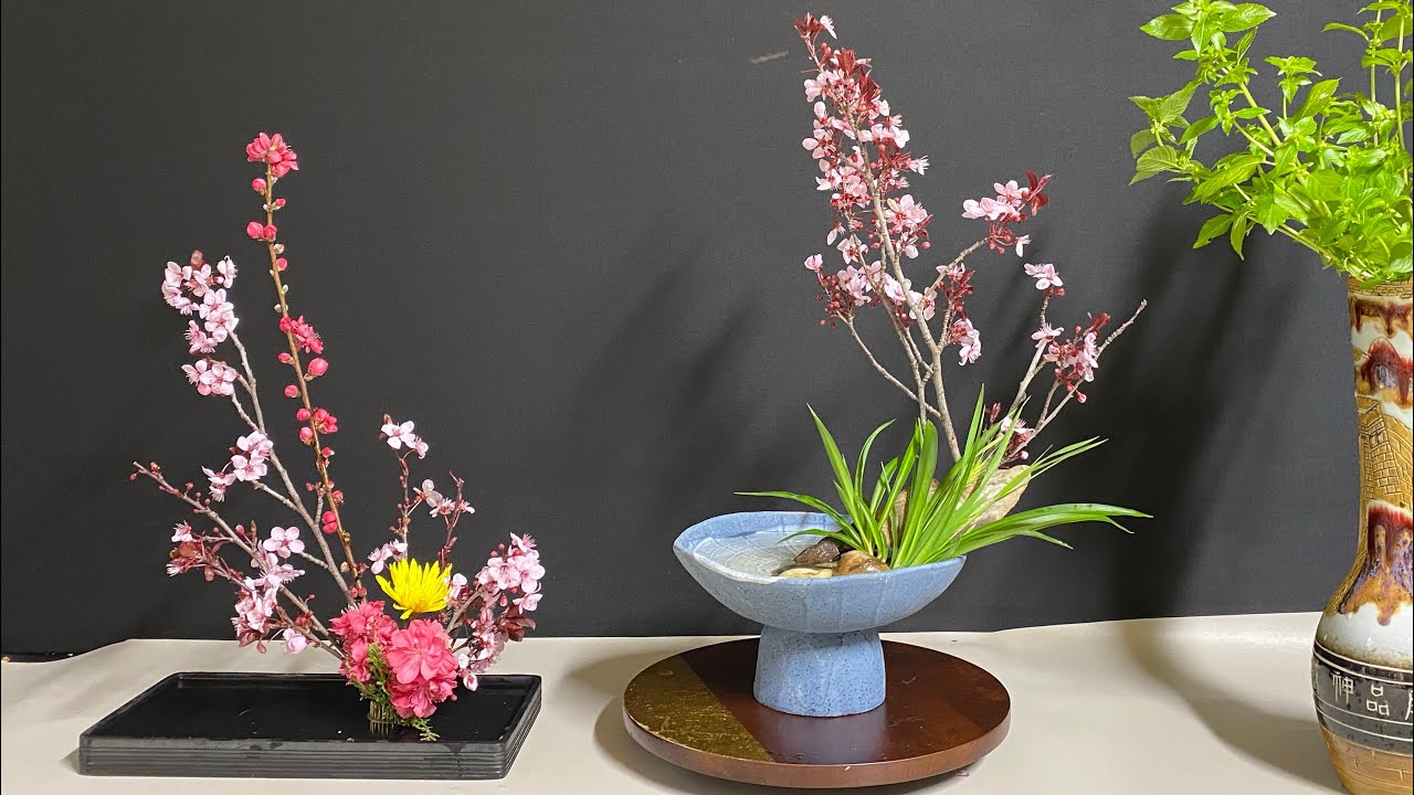 FLOWER ARRANGEMENT IDEAS 🍃 Elegant Ikebana: Three Stunning Cherry ...