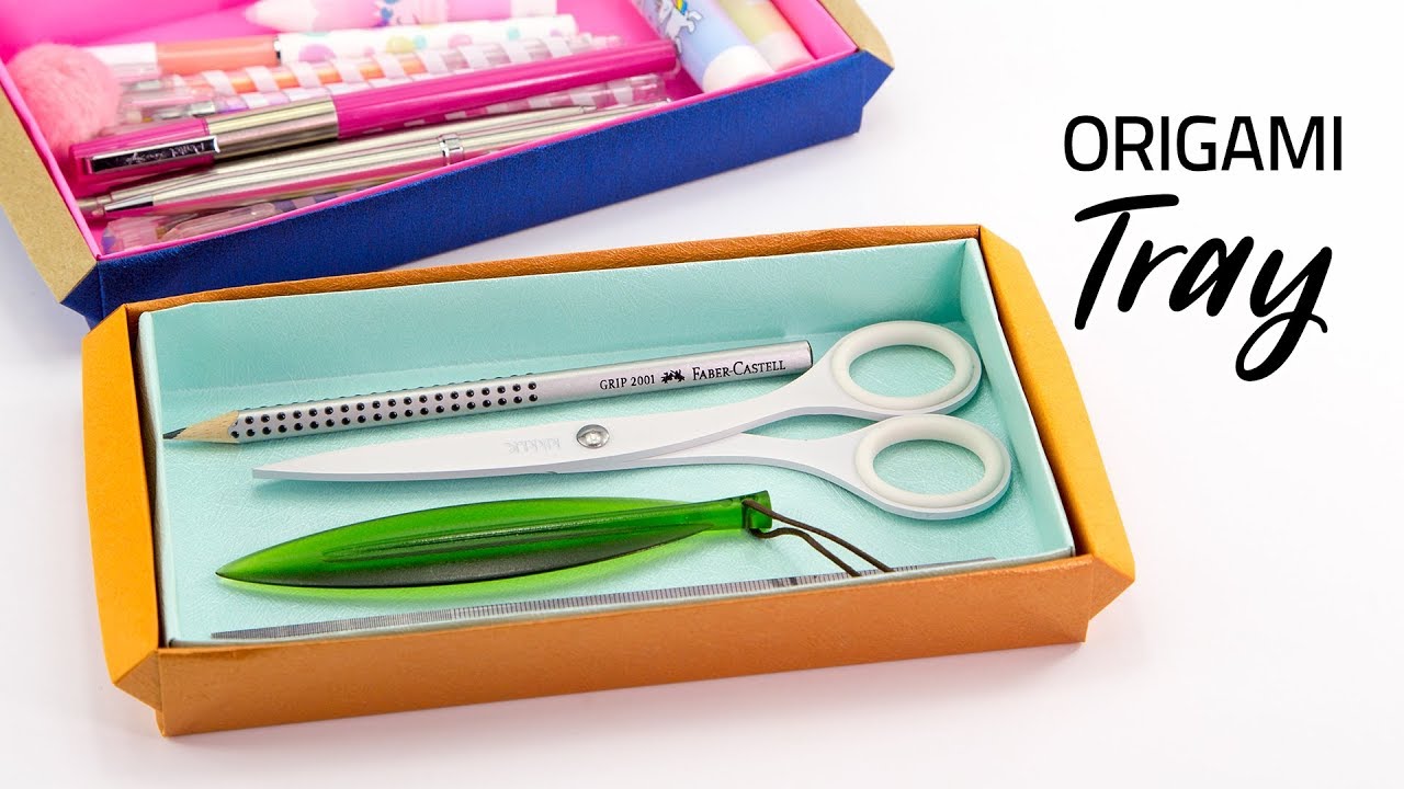Origami Pencil Box Tutorial - Long Tray DIY - Paper Kawaii - YouTube
