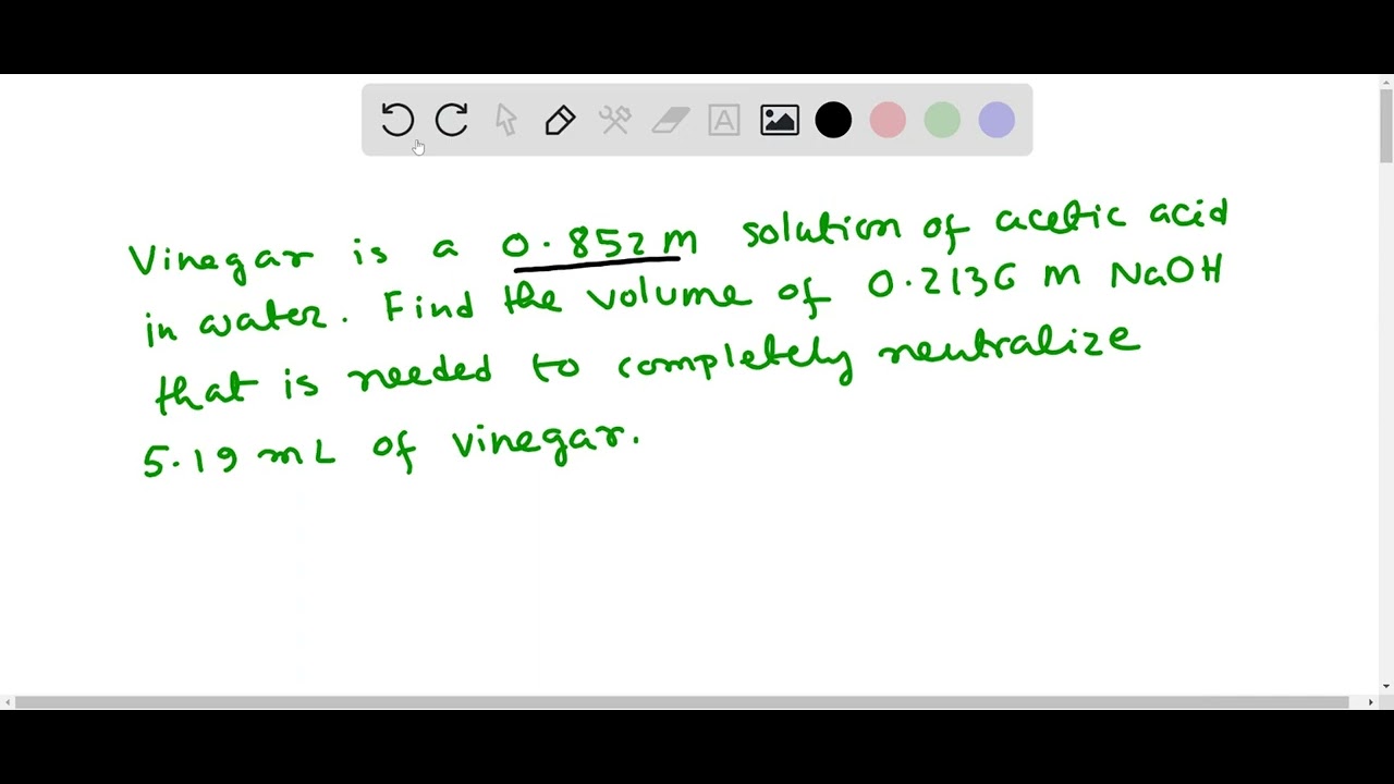 Assume that vinegar is a 0.852 M solution of acetic acid (HC2H3O2) in ...