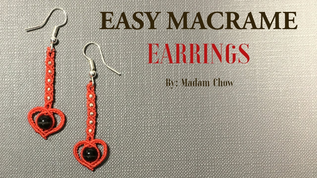 Macrame Tutorial/How To Make: Heart Pattern Earrings - YouTube