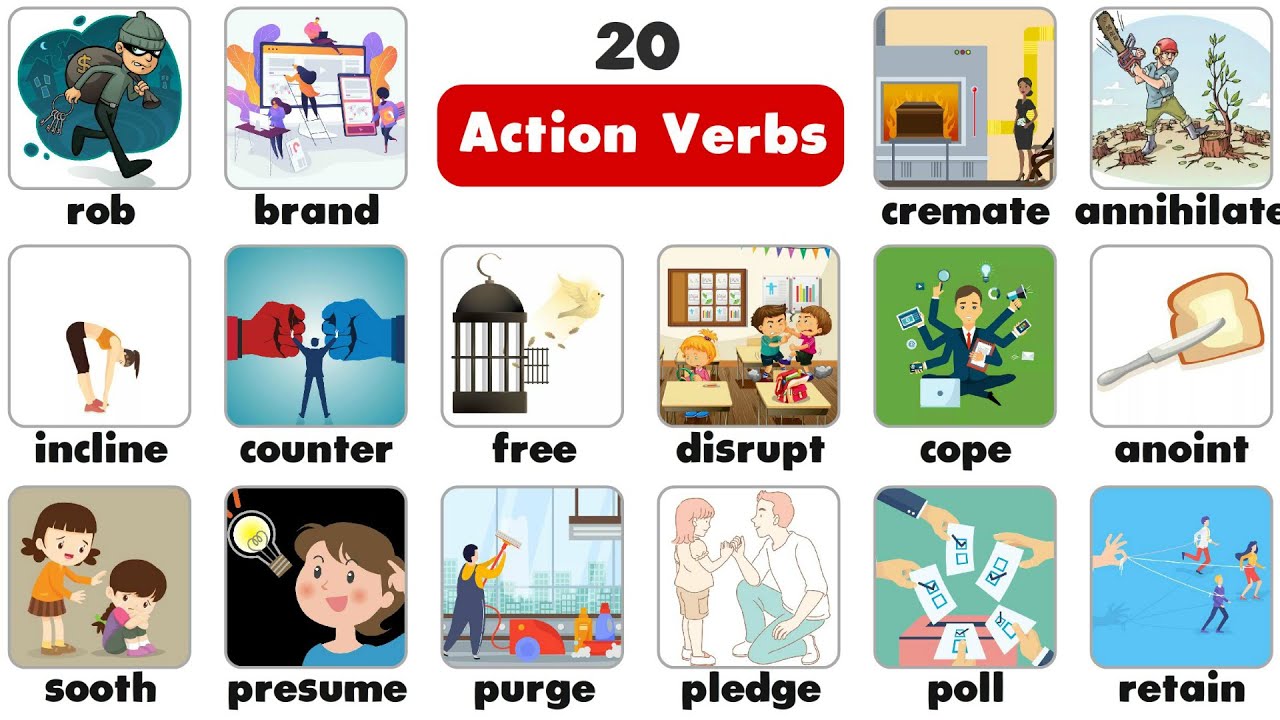 Action Verbs Vocabulary with Examples │Daily Action Verbs English Words ...