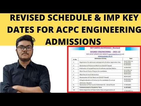Revised Schedule &Important Key Dates For ACPC Engineering Admission ...