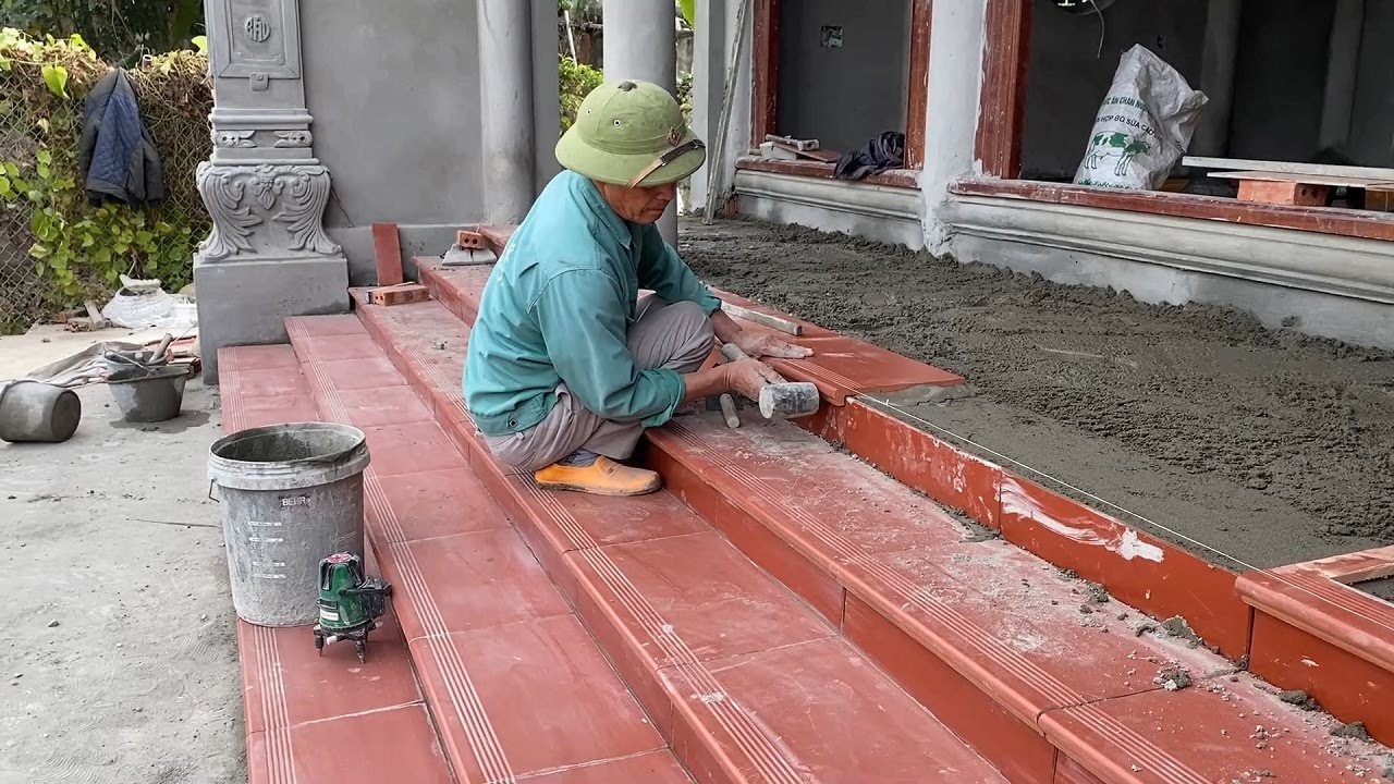 how to install terracotta tiles on porch steps - YouTube
