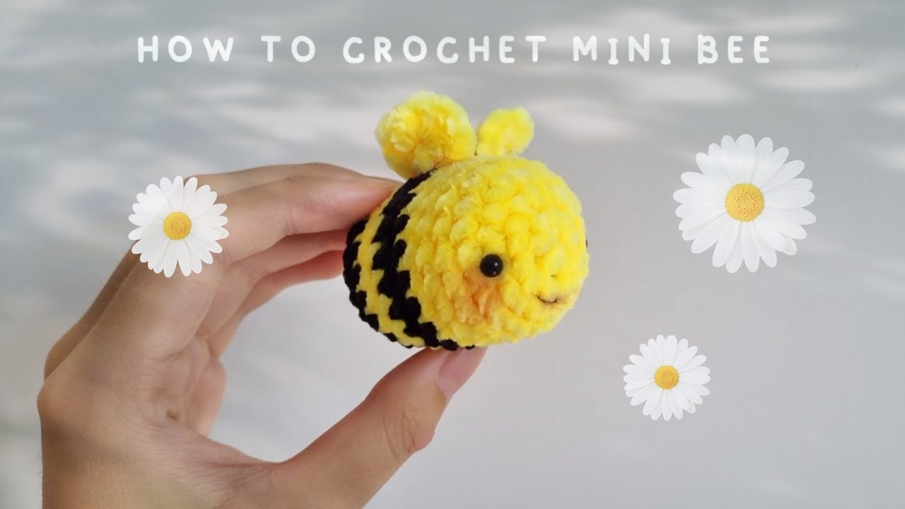 How to Crochet Mini Bee Amigurumi 🐝 | Velvet Yarn | Free Pattern ...
