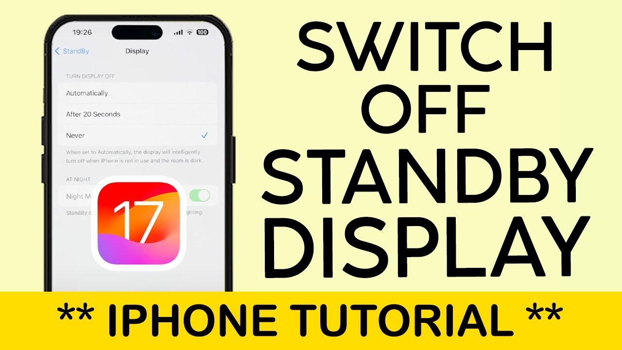 How to Switch Off Standby Display to Automatic or After 20 Seconds on ...