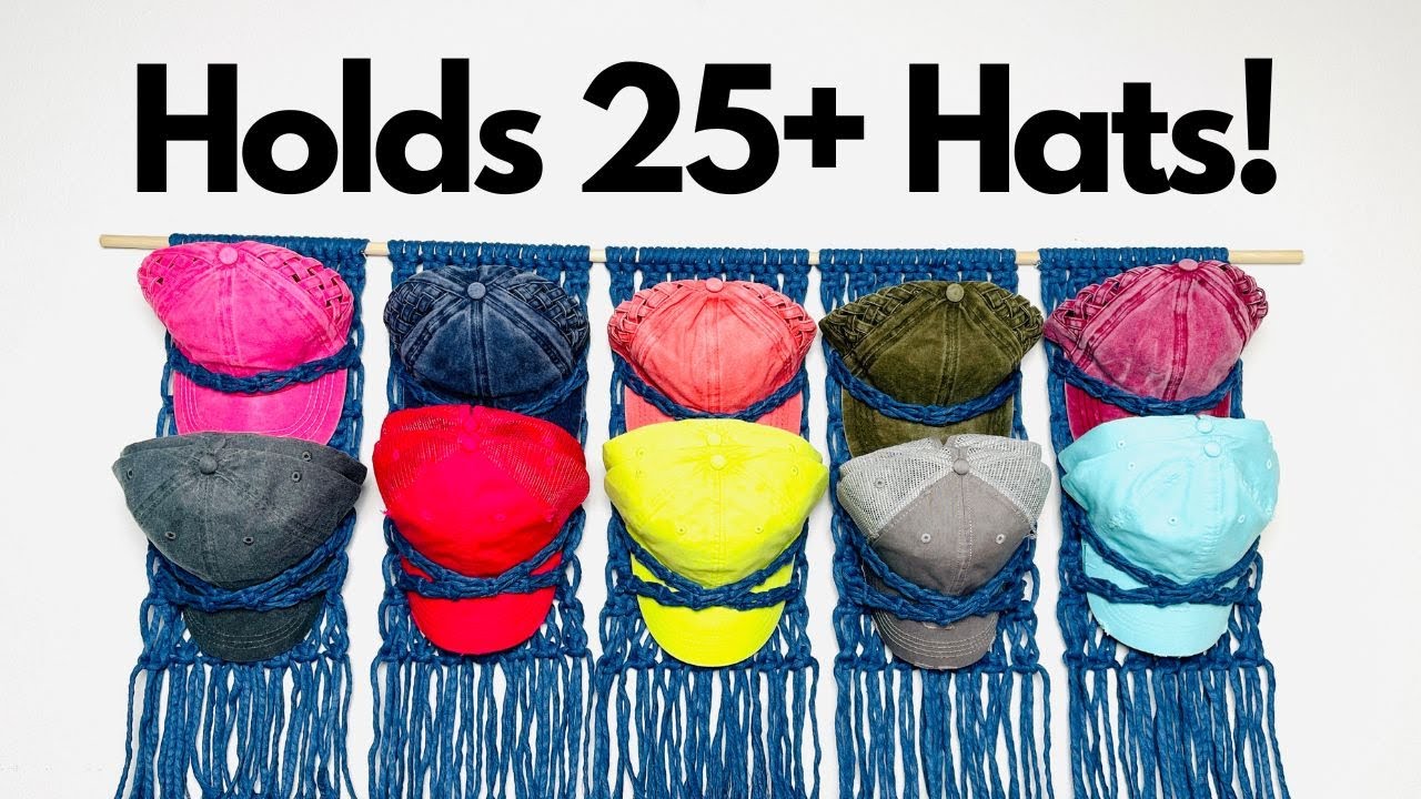 Macrame Baseball Cap Hanger | Holds Over 25 Hats - YouTube