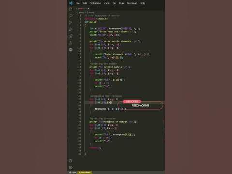 C program to find transpose of a Matrix #clanguageforbeginners # ...