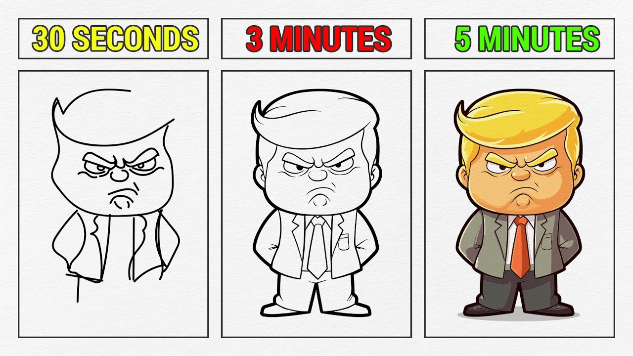 How to Draw a Cartoon Trump | Fun & Easy Drawing Tutorial for Beginners ...
