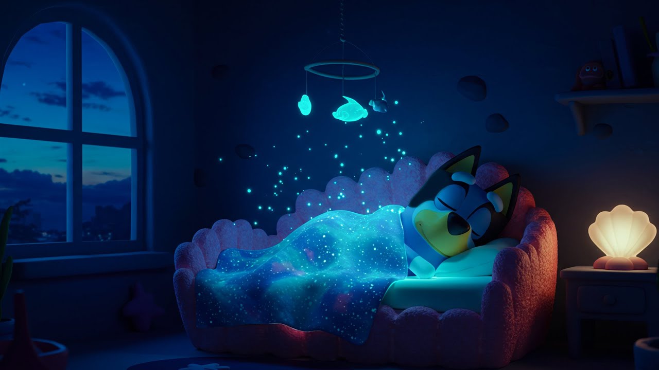 Super Dark Room Piano Music: Bluey's Sleepy Night for Deep Sleep, Study ...