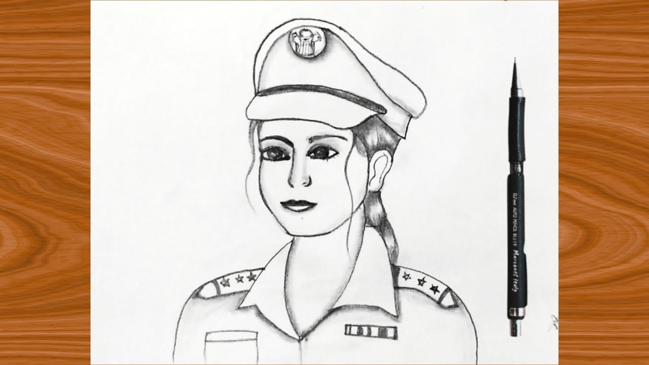 lady ips drawing / lady police officer drawing / how to draw ips girl ...