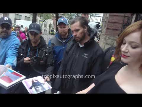 Christina Hendricks signs autographs for TopPix