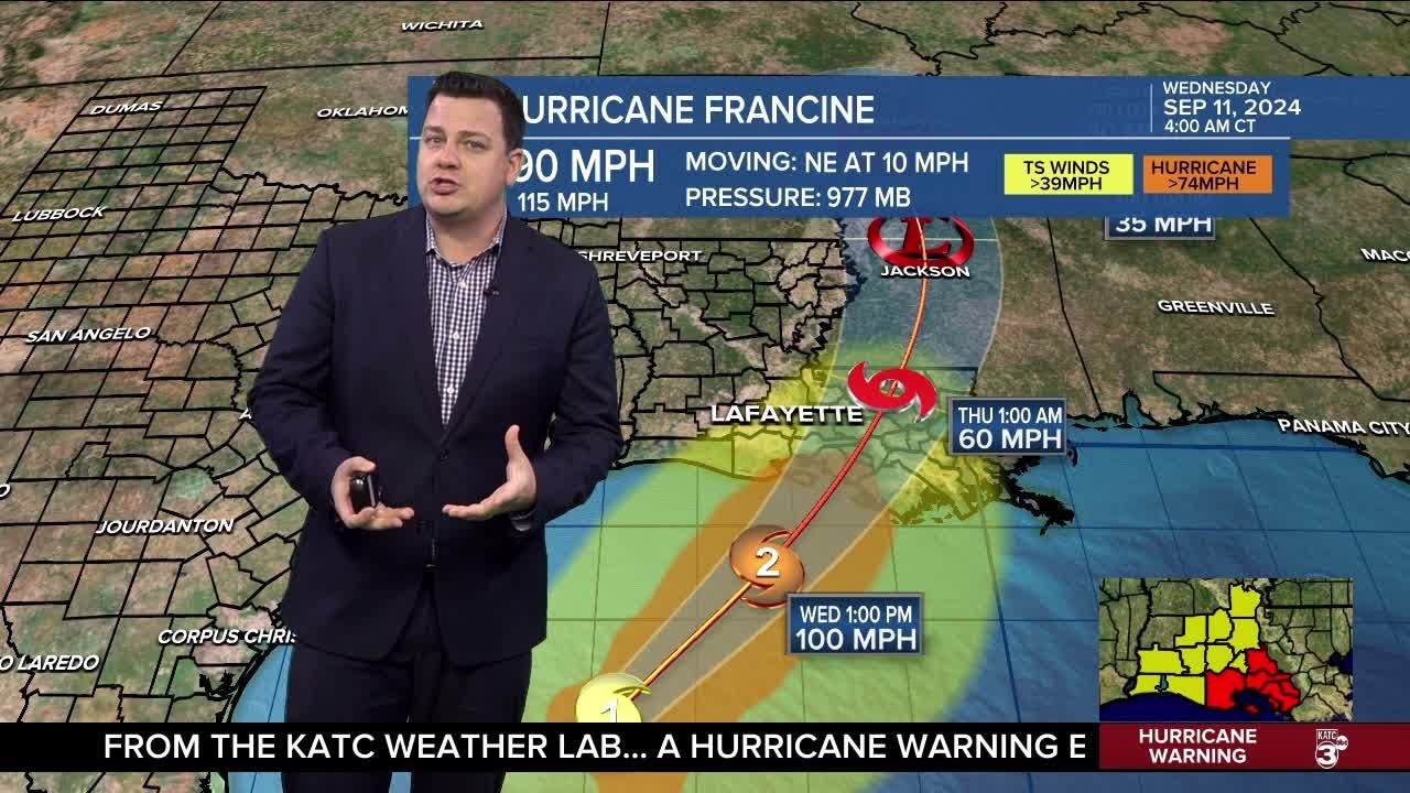 Francine expected to strengthen to Category 2 hurricane with winds of ...