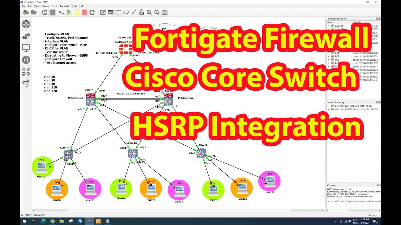 how to configure cisco core switch HSRP integrate with fortigate ...