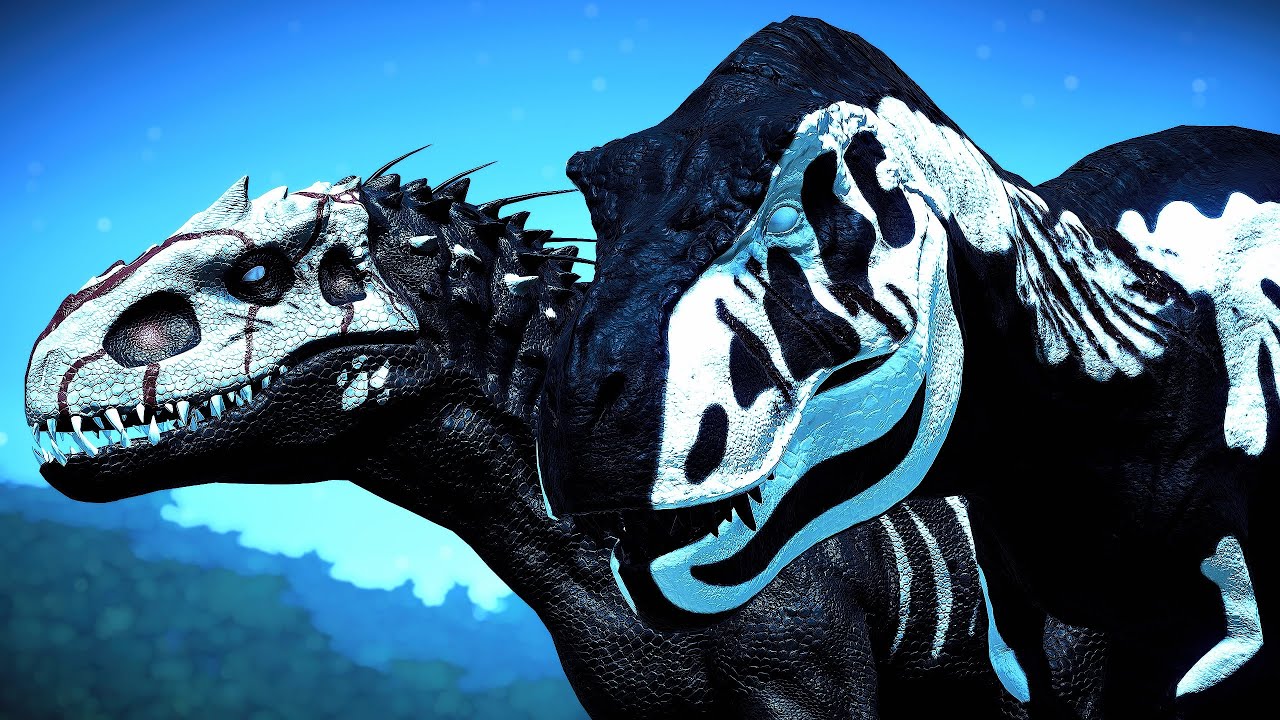 Skeleton T-rex Vs Grim Indominus Rex | Halloween Dinosaur Fight 🦴 ...