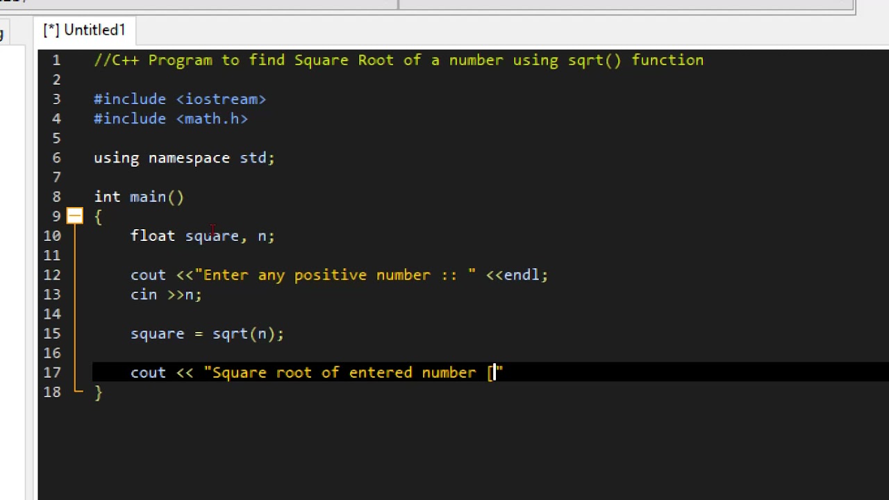 C Program To Find Square Root Of A Number Using Sqrt Function C Program To Find Square Root Of A Number Using Sqrt Function
