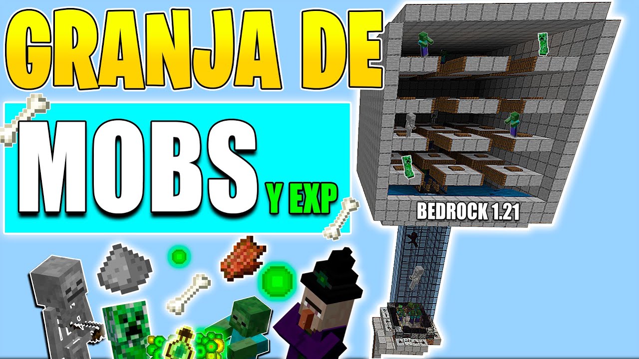 GRANJA de MOBS y EXPERIENCIA | MINECRAFT Bedrock 1.21 - YouTube
