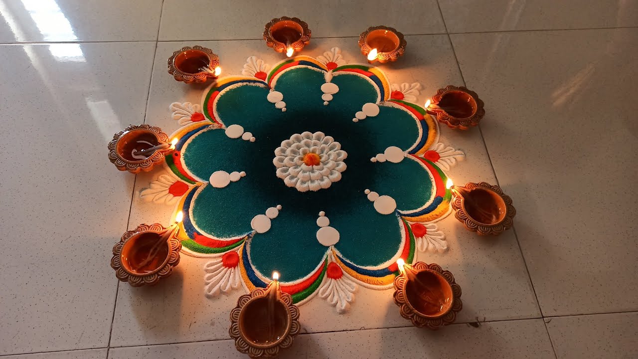 attractive and beautiful easy rangoli design for festival |Tulsi Vivah ...