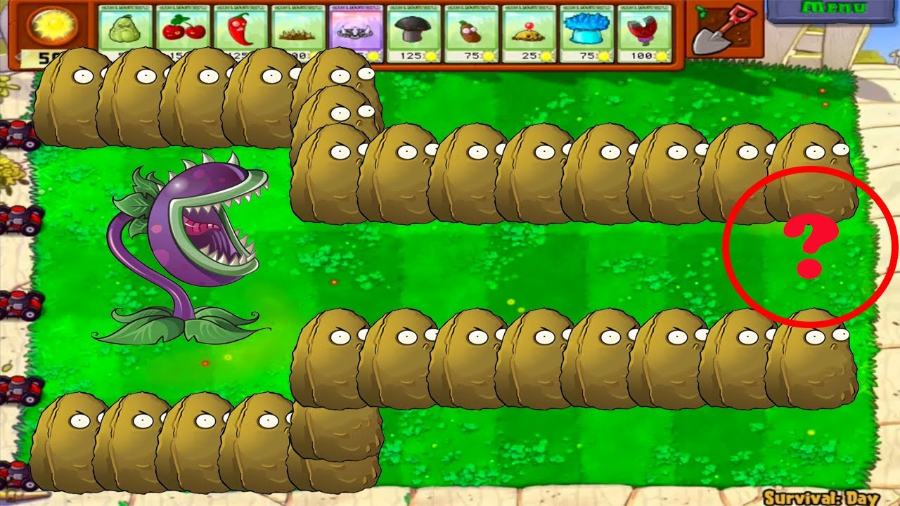 Pvz1 - 99 Chomper vs 9999 Wall nut Zombies - YouTube