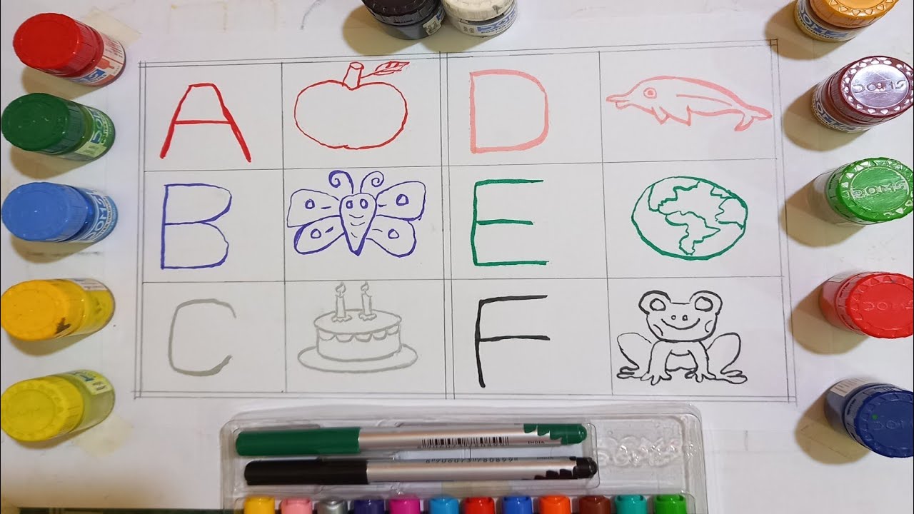 ABCD in English, A for apple B for ball, read and write the A To Z ...