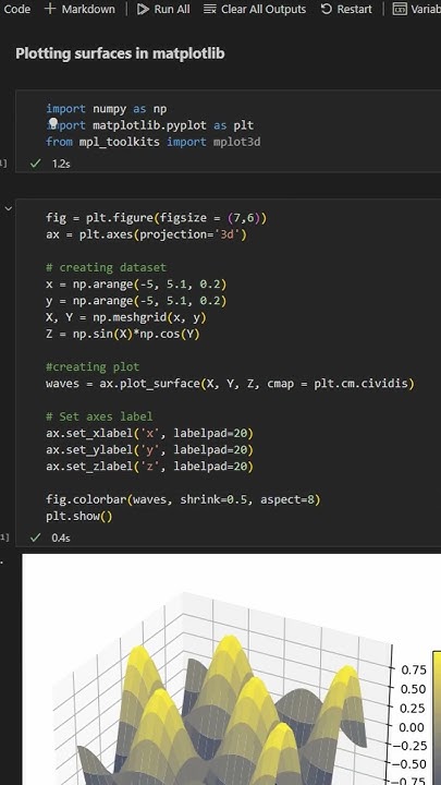 3D surface plots using Matplotlib - YouTube