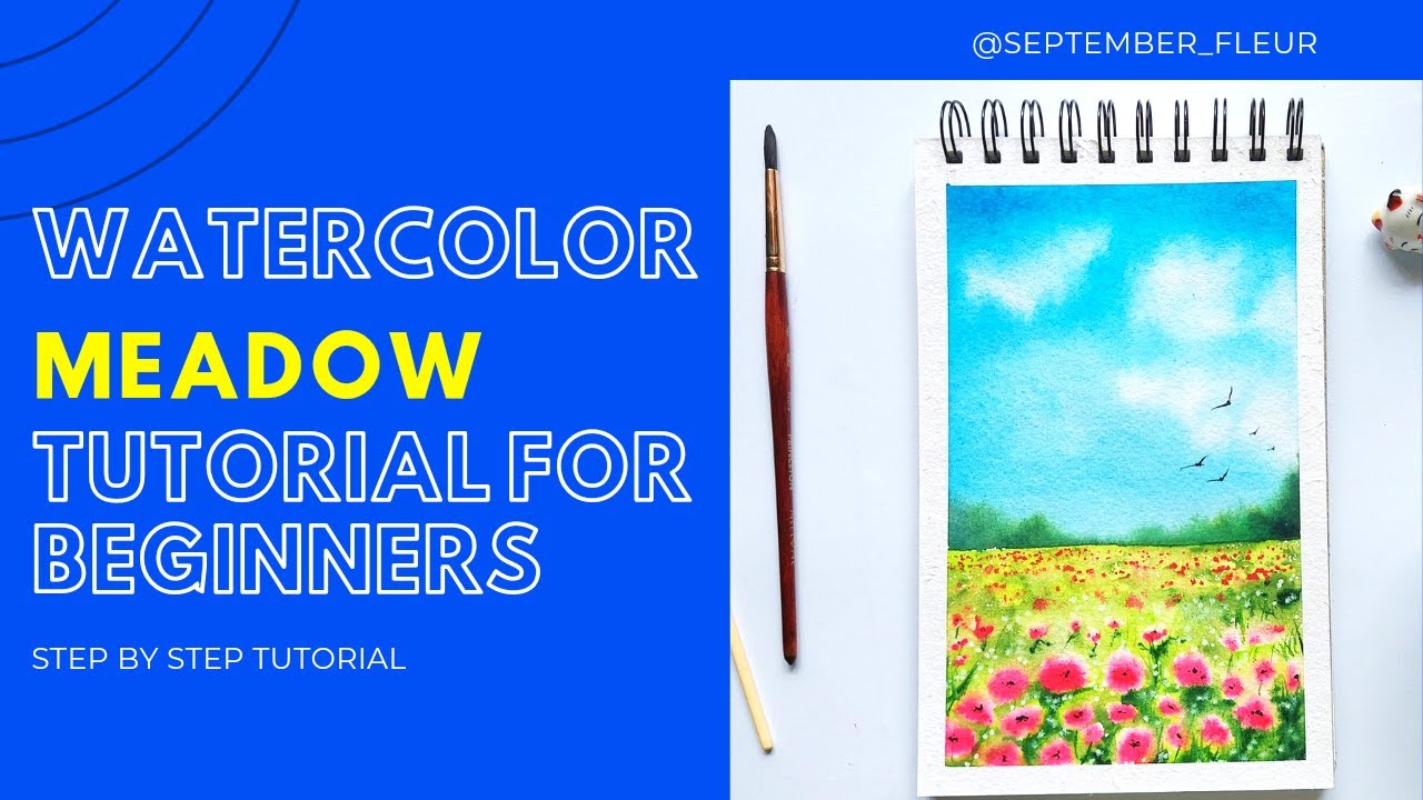 Watercolor meadow painting tutorial | Step by step tutorial for ...