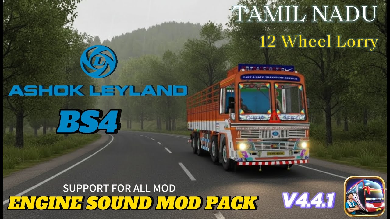 💯ASHOK LEYLAND BS4 12 WHEELER LORRY ENGINE SOUND MOD PACK 🔥 BUSSID V4.4 ...