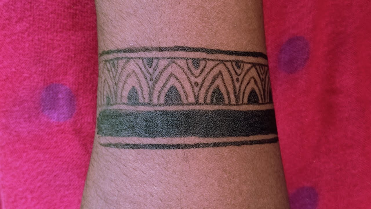 How to make Hand band tattoo for boys at home with pen.||. Art with ...