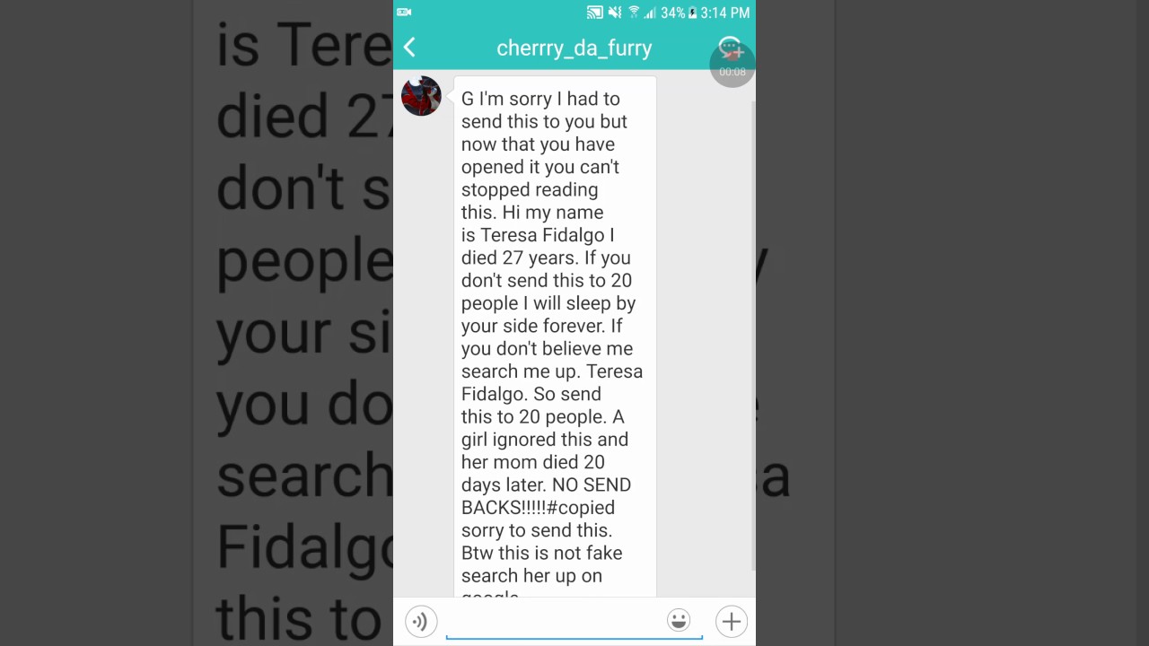 Creepy text message form Teresa fidalgo - YouTube