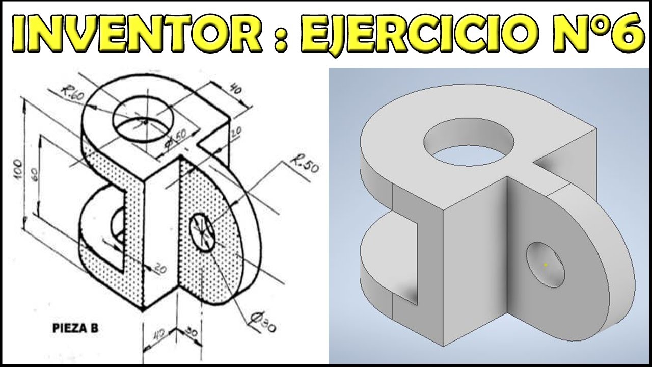 ️Dibujo 3D Autodesk Inventor 2021 para principiantes - Ejercicio N°6 ️ ...