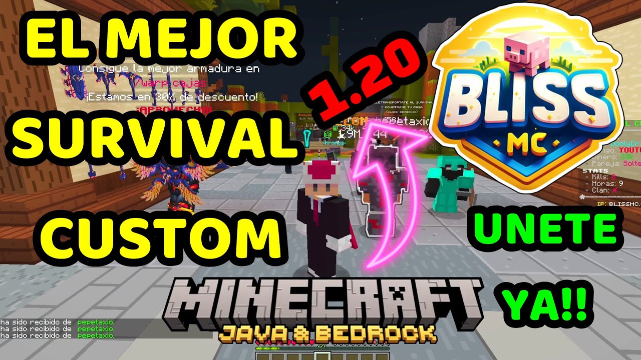 🔔El MEJOR SURVIVAL CUSTOM que DEBERIAS JUGAR en MINECRAFT😱 - MINECRAFT 1.20 Servidor BlissMC ...