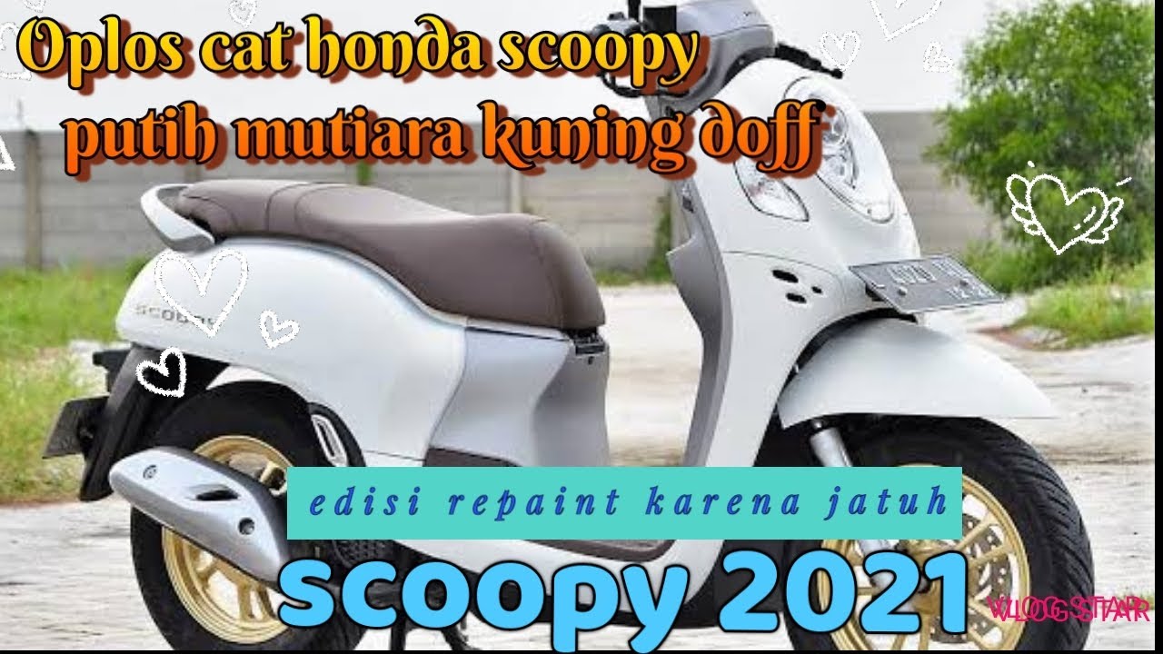 cara oplos cat putih mutiara kuning scoopy baru - YouTube