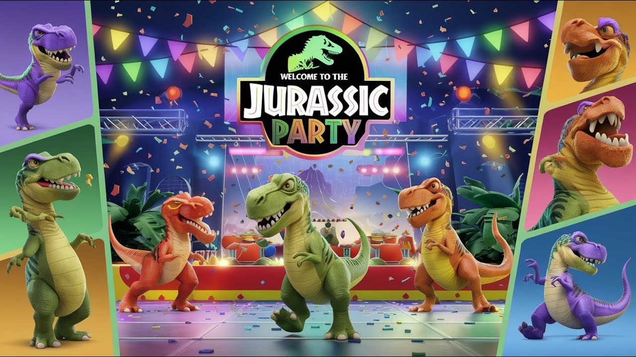 Dino Party Song 🎉 | Fun Dinosaur Dance for Kids | Sing Along with T-Rex ...