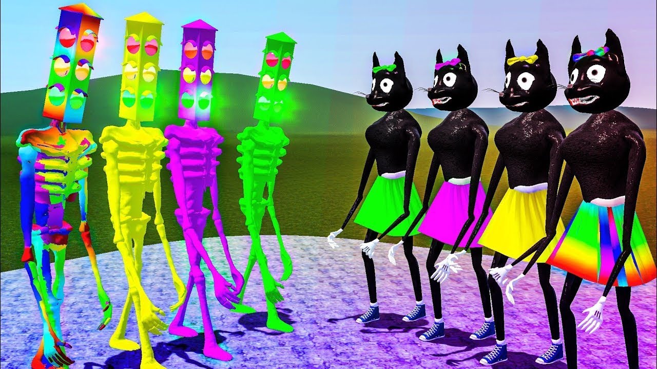 TRAFFIC LIGHT HEAD ALL COLORS VS CARTOON CAT FEMALE ALL COLORS In Garry ...