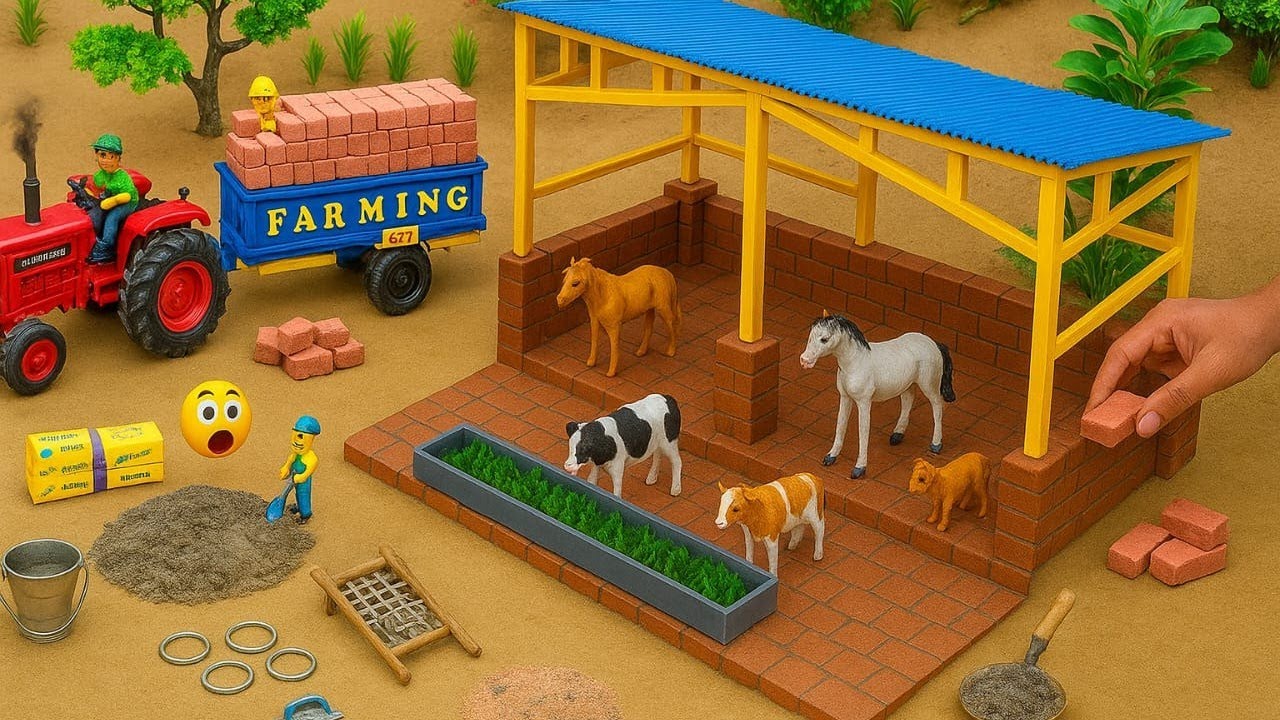 Diy Mini Tractor Animal Farm House Construction Science Project | Cow ...