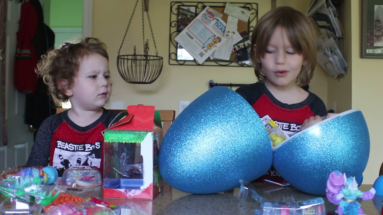 Easter Surprise Eggs 2017 Gabe and little brother Gordie - YouTube