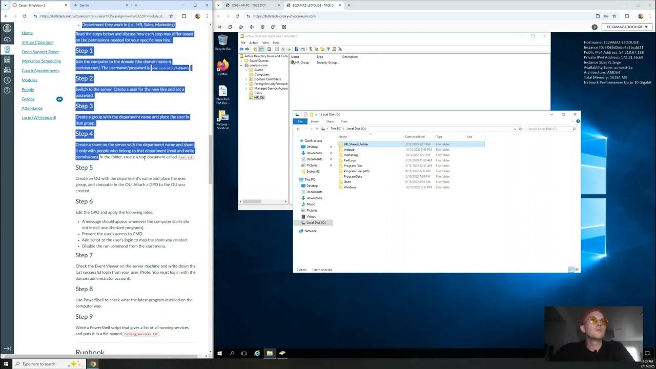Windows Tutorial - Create Shared Folder, Link Group Policy Object GPO to OU, Active Directory ...