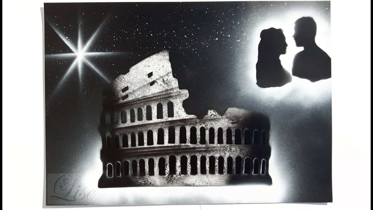 Spray paint art - Colosseum with couple -made by Lise - YouTube
