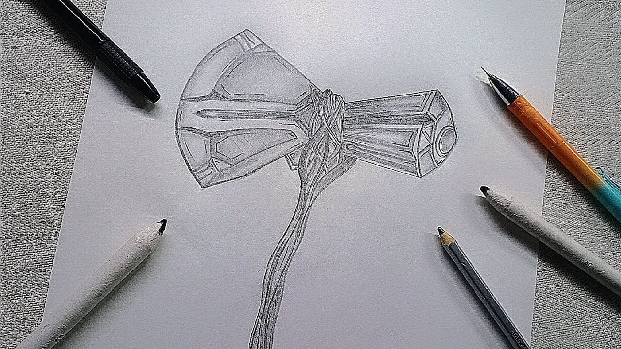 How to draw Thor's Stormbreaker⚡ | Step by step tutorial | Akshat art's ...
