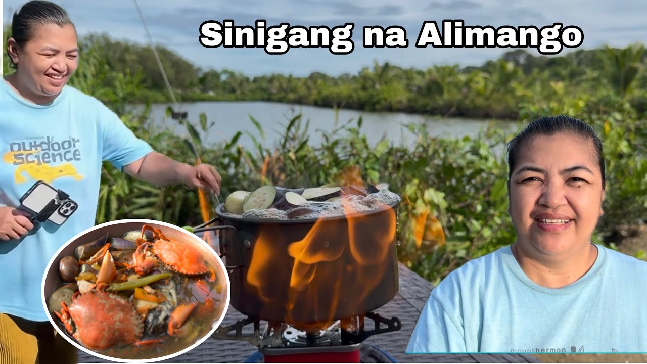Sinigang na Alimango + Masarap mag almusal sa tabing ilog - YouTube