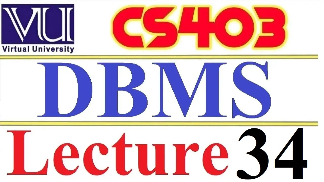 Cs403 Dbms Lecture 34 Vu Short Lecture Youtube